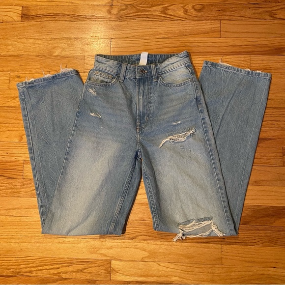 H&M | Jeans | 2for3 Hm Ultra High Rise Wide Leg Distressed Jeans Med ...